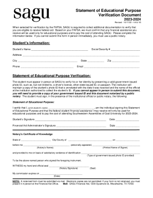 Fillable Online Statement of Educational Purpose Verification Document Fax Email Print - pdfFiller