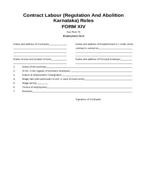 XIV (See rule 76) Employment Card Name and ... Doc Template | pdfFiller