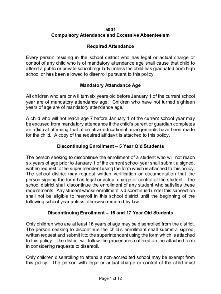 Fillable Online 5001 Compulsory Attendance and Excessive Absenteeism (1).docx Fax Email Print ...