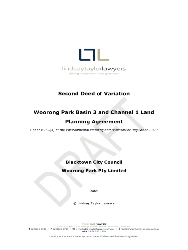 Fillable Online Deed Woorong Park Basin 3 and Channel 1 Land Planning ...
