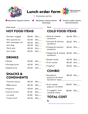 Fillable Online Lunch order form Fax Email Print - pdfFiller