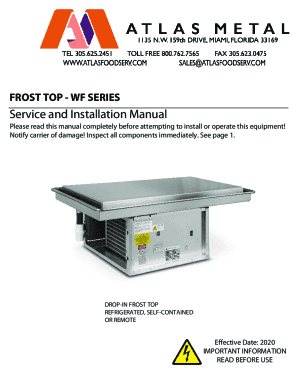 Fillable Online FROST TOP - WF SERIES - Service and Installation Manual ...