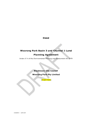 Fillable Online Third Deed of Variation Woorong Park Planning Agreement ...
