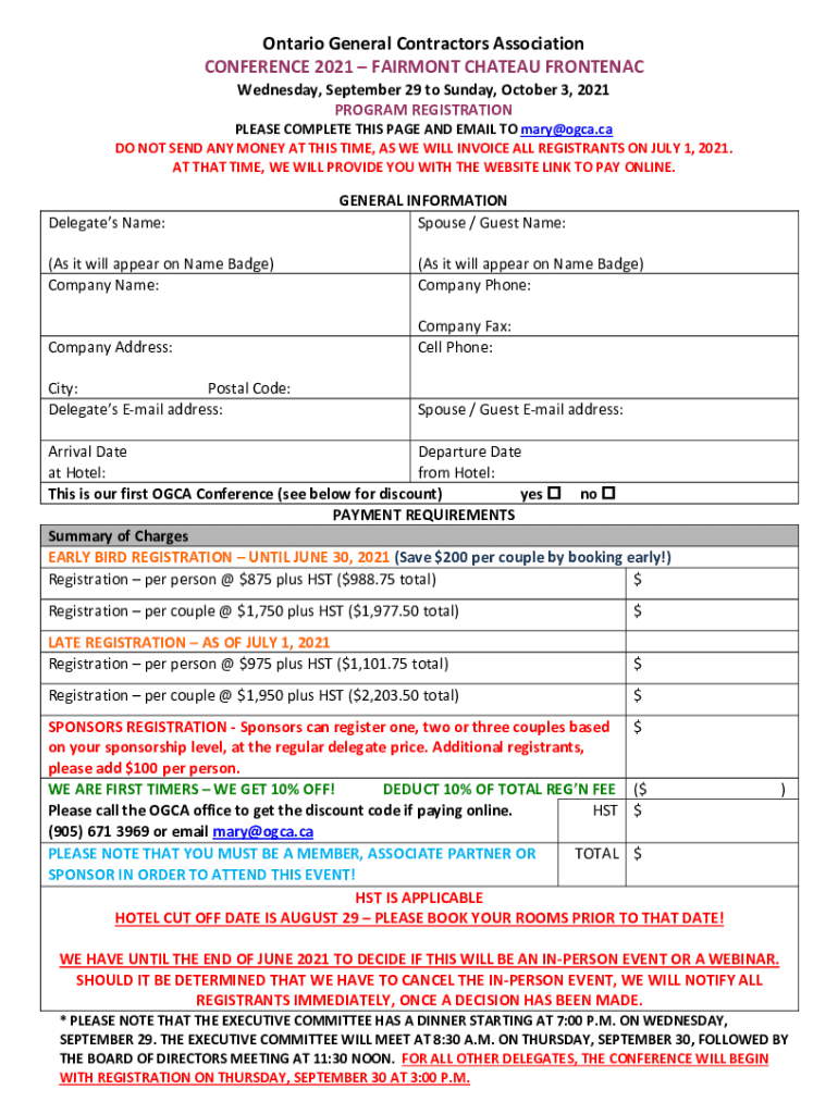 Fillable Online Ontario General Contractors AssociationOGCA.ca - We ...