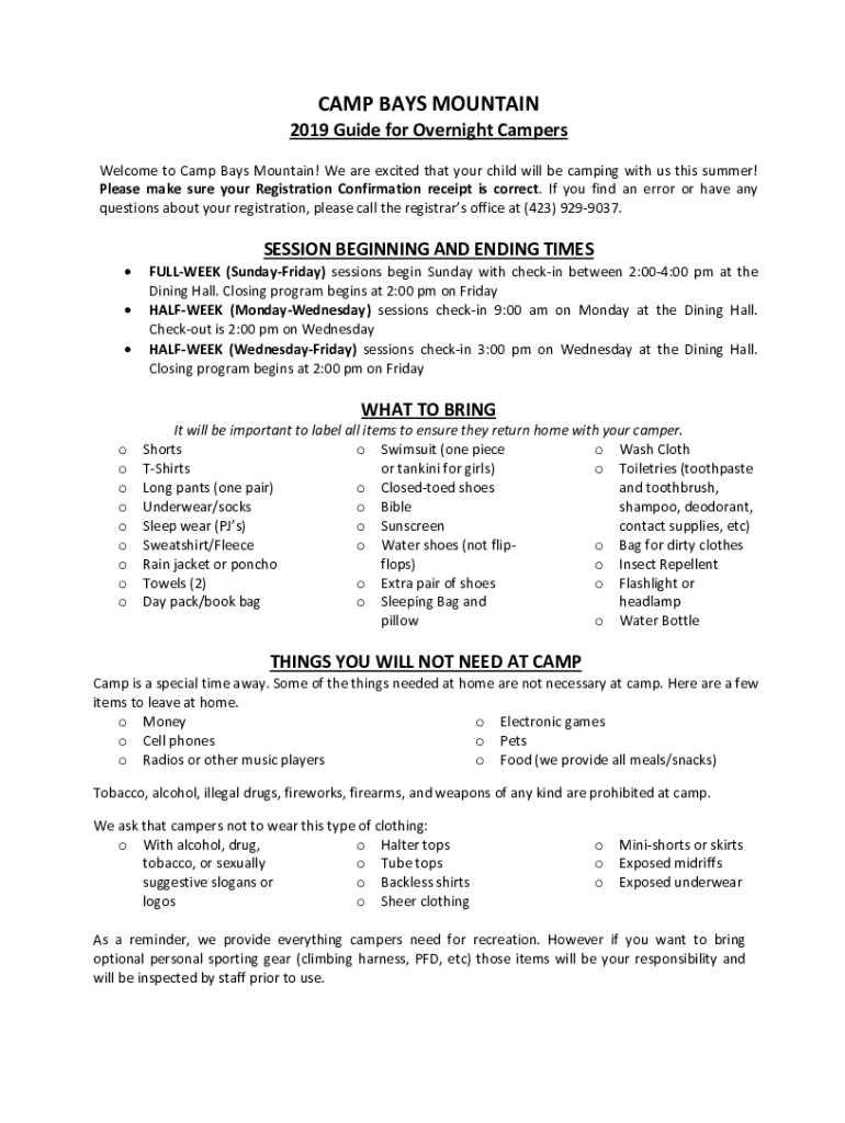 Fillable Online Day Camp - Bays Mountain Park and Planetarium Fax Email Print - pdfFiller