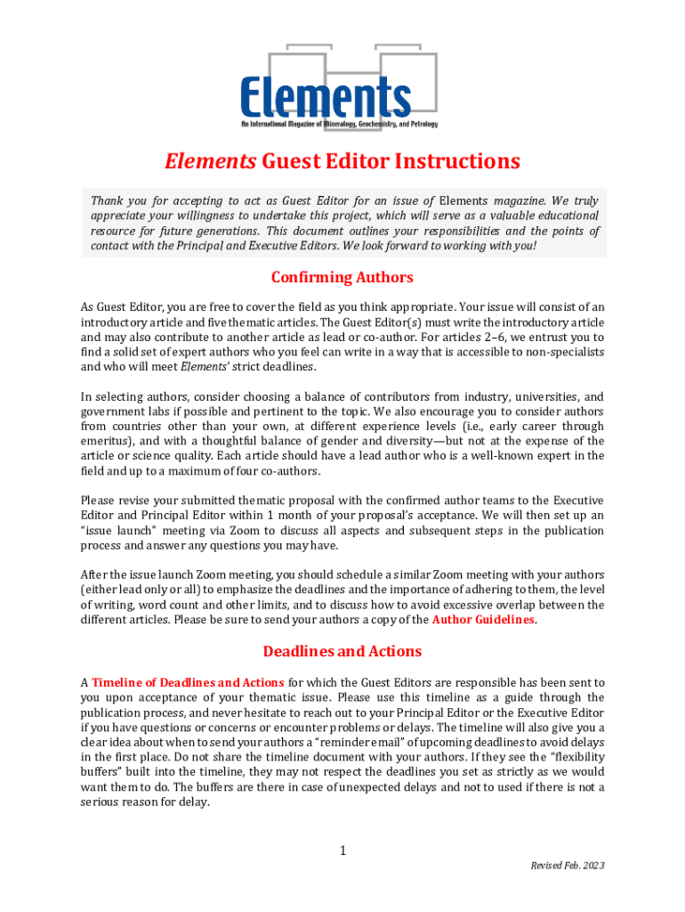 Fillable Online Elements Guest Editor Instructions Fax Email Print ...