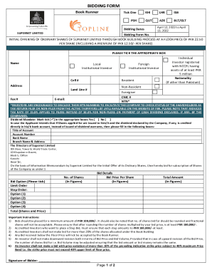 Fillable Online Bidding Form - Book Runner - JS Global Capital Limited Fax Email Print - pdfFiller