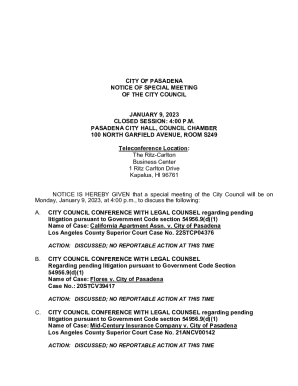 Fillable Online City Council Agendas - City of Pasadena Fax Email Print ...