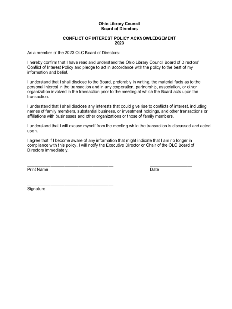 Fillable Online OLC Board of Directors Roles and Responsibilities Fax ...