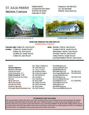 Fillable Online ST. JULIA PARISH - e-churchbulletins.com Fax Email ...