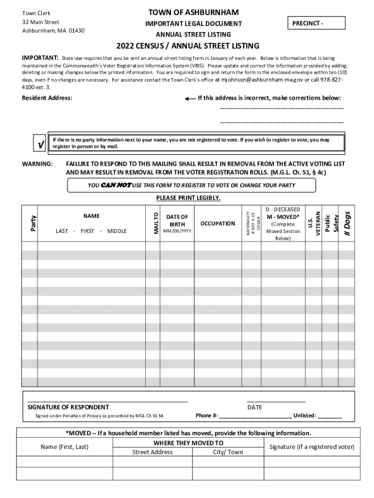 Fillable Online What is your address? - Ashburnham MA Fax Email Print ...
