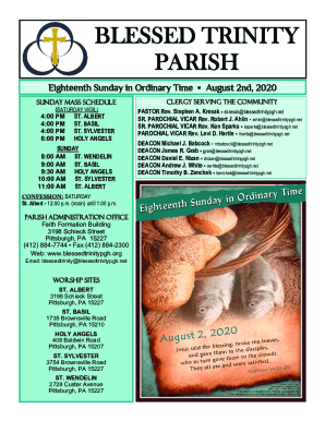 Fillable Online Mass Schedule - Blessed Trinity Catholic Church Fax ...