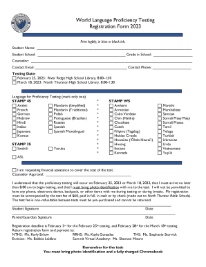 Fillable Online World Language District Testing - Curtis Senior High ...