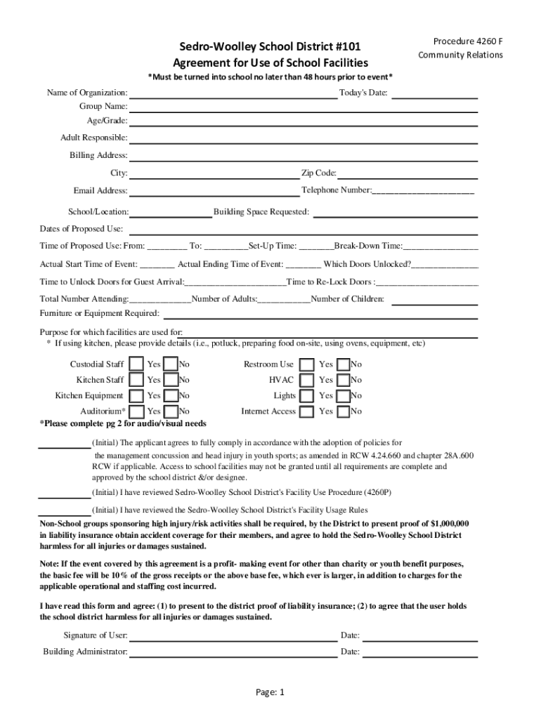 Fillable Online Facility Use Forms and Information Fax Email Print - pdfFiller