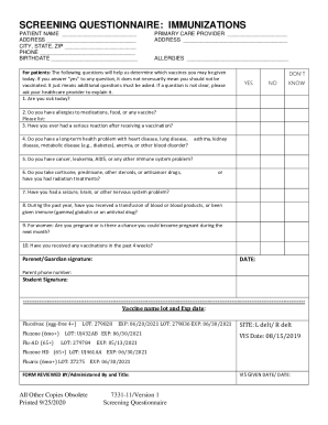 Fillable Online SCREENING QUESTIONNAIRE Fax Email Print - pdfFiller