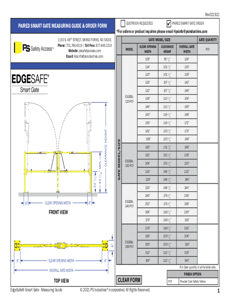 Fillable Online PAIRED SMART GATE MEASURING GUIDE & ORDER FORM Fax ...