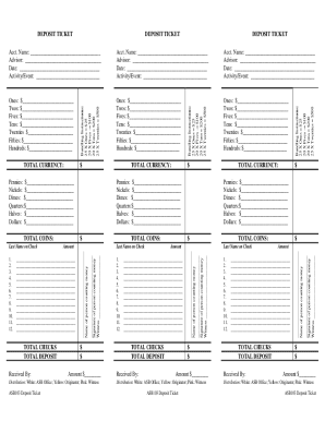 Fillable Online DEPOSIT TICKET Acct. Name Fax Email Print - pdfFiller