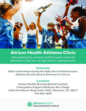 Fillable Online Pediatric Sports Medicine - Atrium Health Wake Forest ...