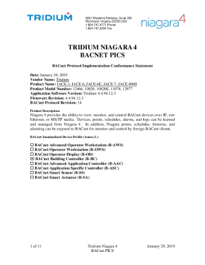 Fillable Online Tridium NiagaraAX-3.2 BACnet PICS - BACnet ...
