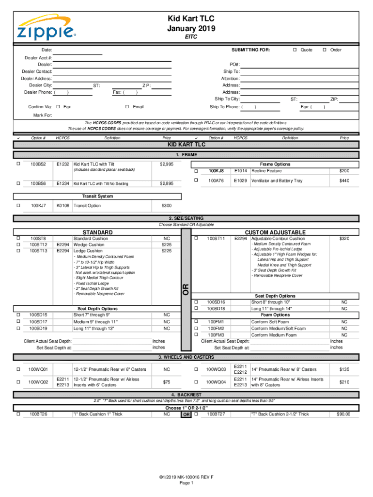 Fillable Online KidKart TLC Order Form Fax Email Print - pdfFiller