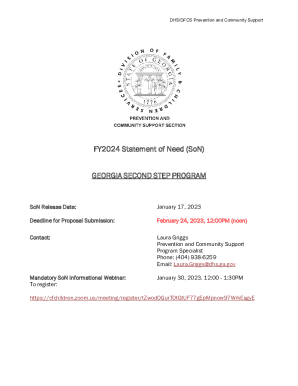 Fillable Online Statement of Need (SoN) SECOND STEP AND CHILD ...