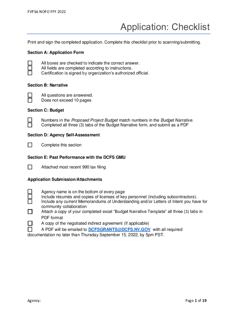 Fillable Online FVPSA NOFO FFY22 Application Fax Email Print - pdfFiller