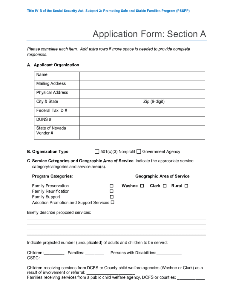 Fillable Online Application Form: Section A - NV-DCFS Fax Email Print ...
