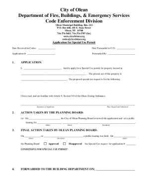 Fillable Online City of Olean Special Use Permit Application (Fillable ...