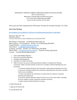 Fillable Online Kim Mangus, Chair - Whitewater Township Fax Email Print ...