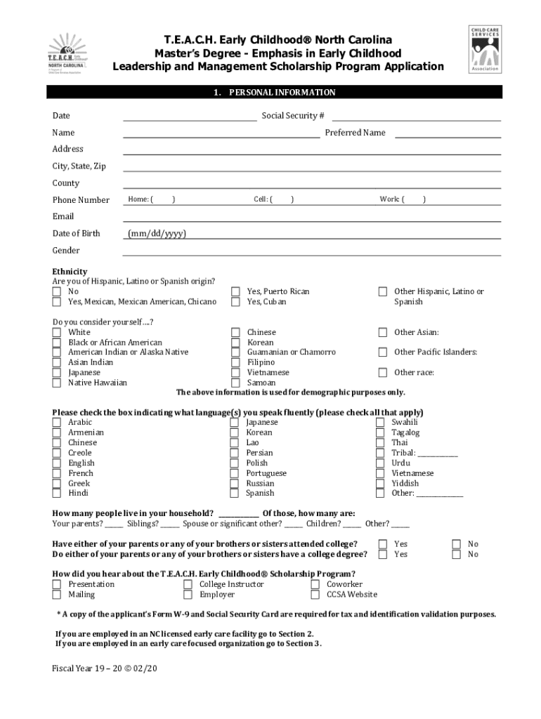 Fillable Online TEACH Early Childhood North Carolina Master's Degree Fax Email Print - pdfFiller