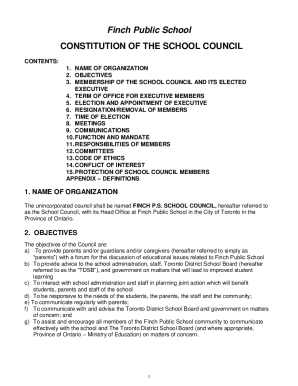 Fillable Online Finch Public School CONSTITUTION OF THE SCHOOL ... Fax ...