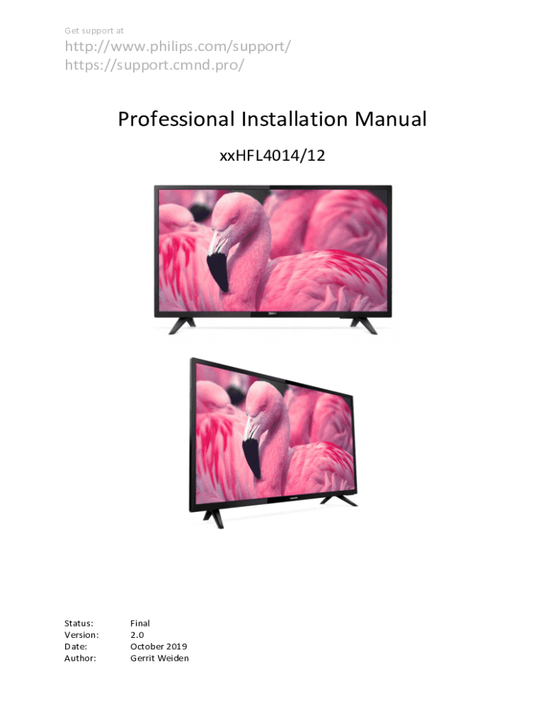 Fillable Online PHILIPS Professional TV Installation Guide Fax Email ...