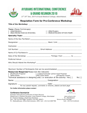 Fillable Online ayubmed edu Requisition Form for Pre-Conference ...