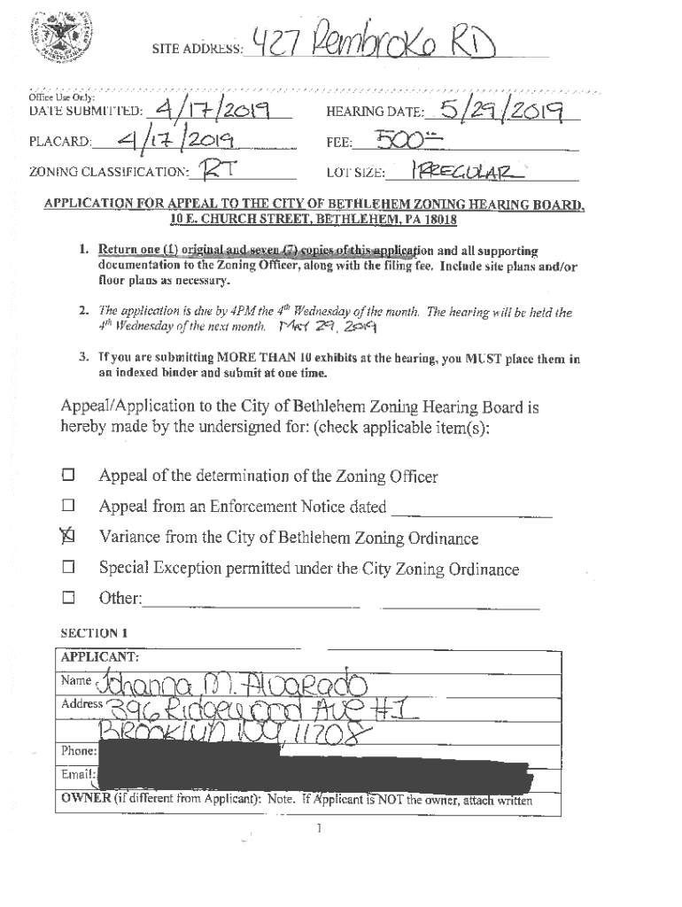 Fillable Online 7, %p2) .JC(J Appeal/Application to the City of ...