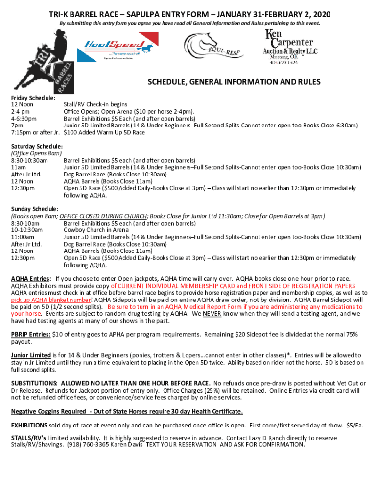 Fillable Online Barrel race entry form template: Fill out & sign online - DocHub Fax Email Print ...
