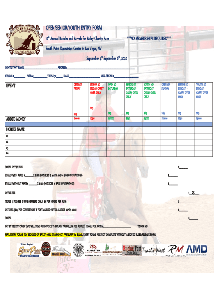 Fillable Online Race Info & forms - Buckles and Barrels for Bailey Fax ...
