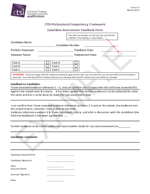 Fillable Online Candidate Assessment Feedback Form. Candidate ...