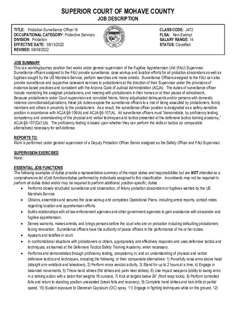 Fillable Online TITLE: Probation Surveillance Officer III Fax Email Print - pdfFiller