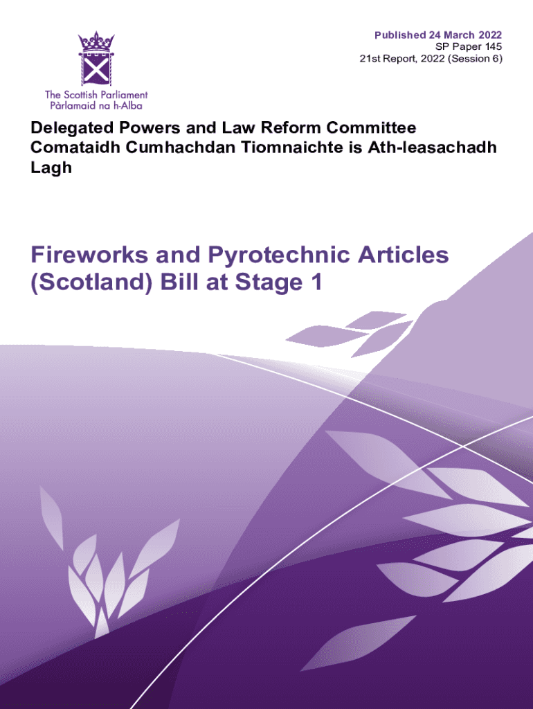 Fillable Online Fireworks and Pyrotechnic Articles (Scotland) Bill at ...