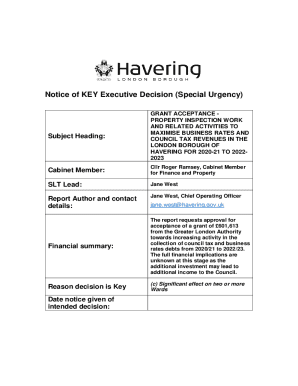 Fillable Online Notice of KEY Executive Decision (Special Urgency) Fax ...