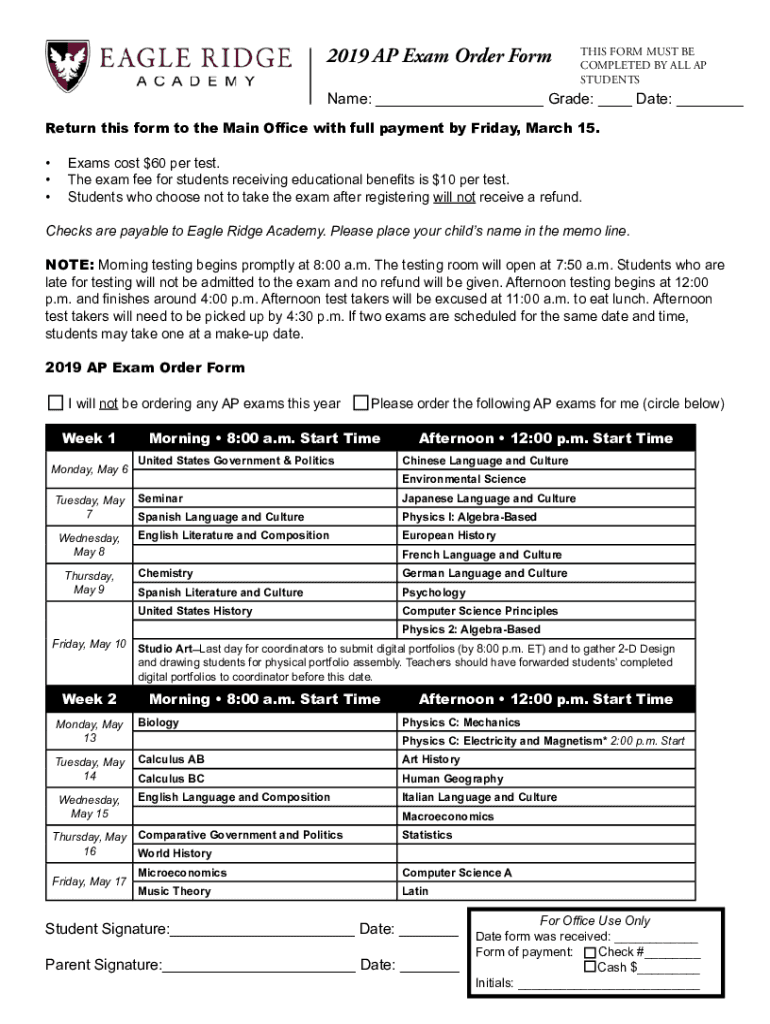 Fillable Online Ordering Exam Materials - AP Central - College Board ...