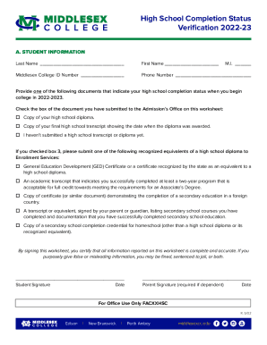 Fillable Online Student Information Center - Middlesex Community ...