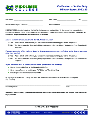 Fillable Online 2022-2023 Verification of Active Duty Military Status ...