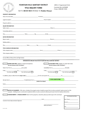 Fillable Online fountain hills sanitary district - title inquiry form ...