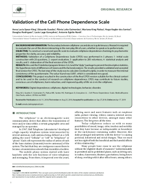 Fillable Online Validation of the Cell Phone Dependence Scale Fax Email ...