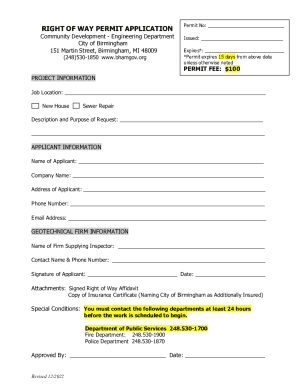 Fillable Online Building Permits and Applications - Birmingham, MI Fax ...
