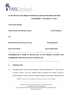 Fillable Online The Office of the Ombud for Financial Services Providers Fax Email Print - pdfFiller