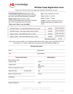 Fillable Online HR Boot Camp Registration Form - HR Knowledge Fax Email ...