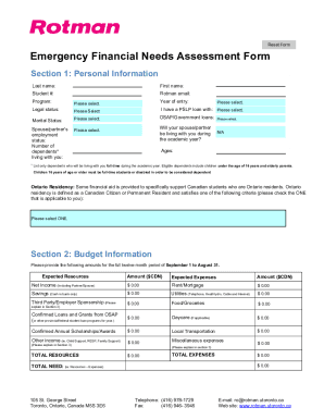 Fillable Online Emergency Financial Needs Assessment Form - Inside ...