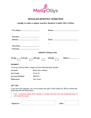 Fillable Online Regular monthly donation form onlyDDdocx Fax Email ...